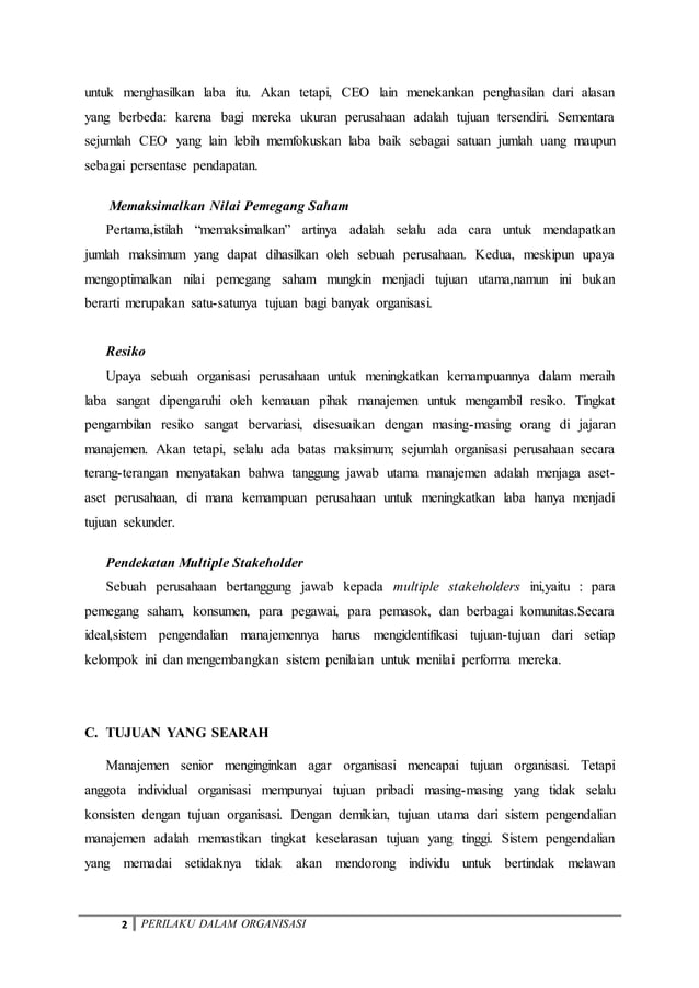 BAB 3. Perilaku Dalam Organisasi (Sistem Pengendalian Manajemen) | DOCX