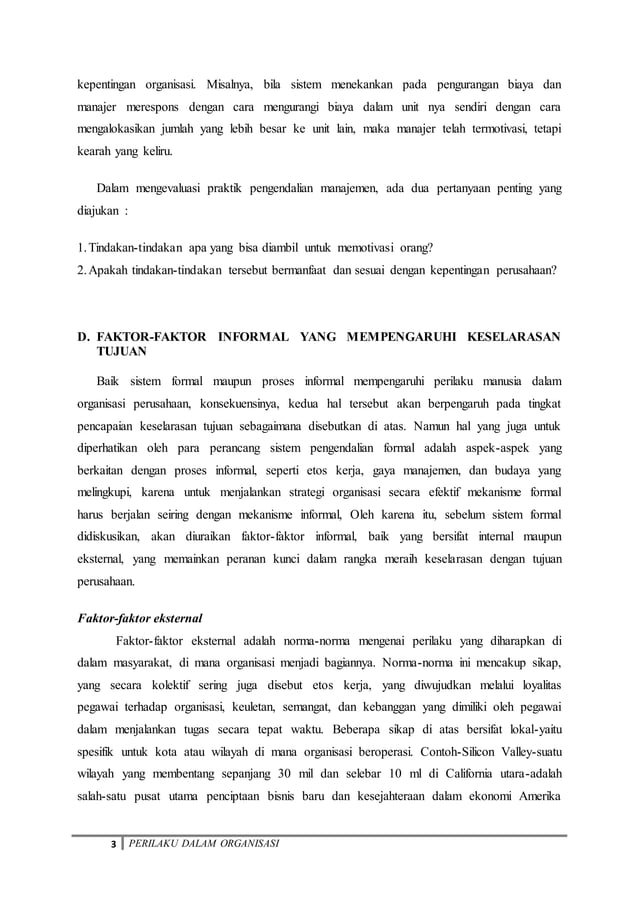 BAB 3. Perilaku Dalam Organisasi (Sistem Pengendalian Manajemen) | DOCX