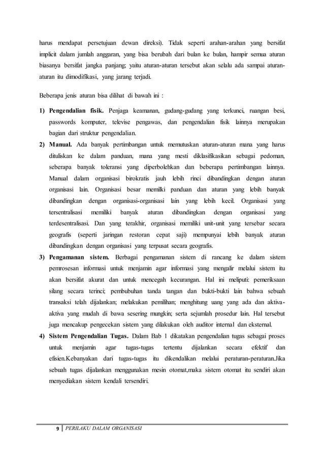 BAB 3. Perilaku Dalam Organisasi (Sistem Pengendalian Manajemen) | DOCX