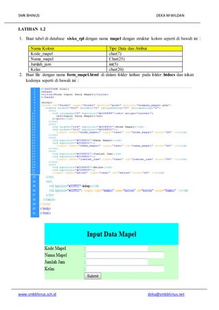 Bab 2 php - memasukkan data ke tabel | DOCX