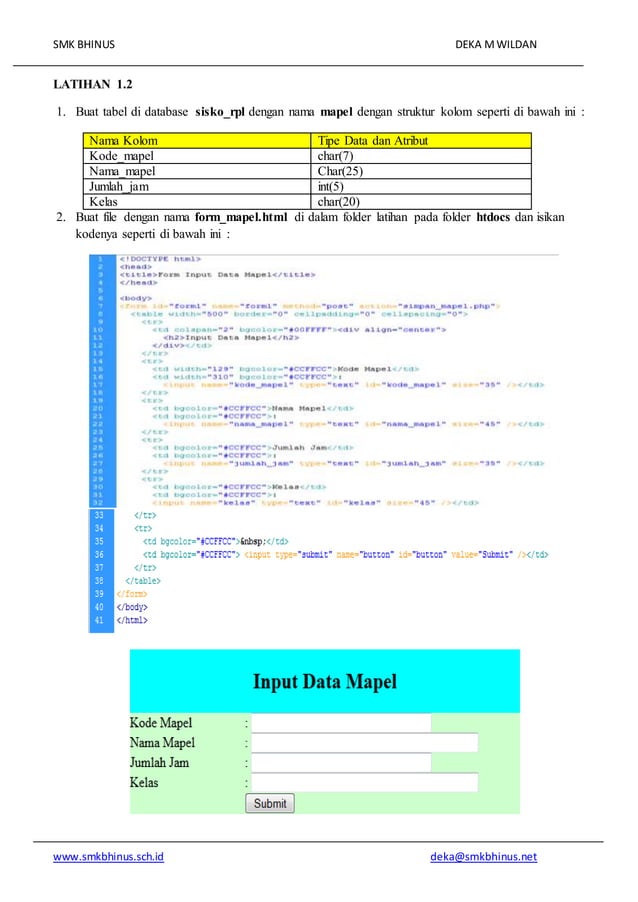Bab 2 php - memasukkan data ke tabel | PDF