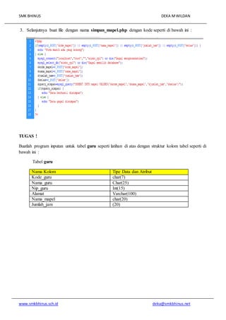 Bab 2 php - memasukkan data ke tabel | DOCX