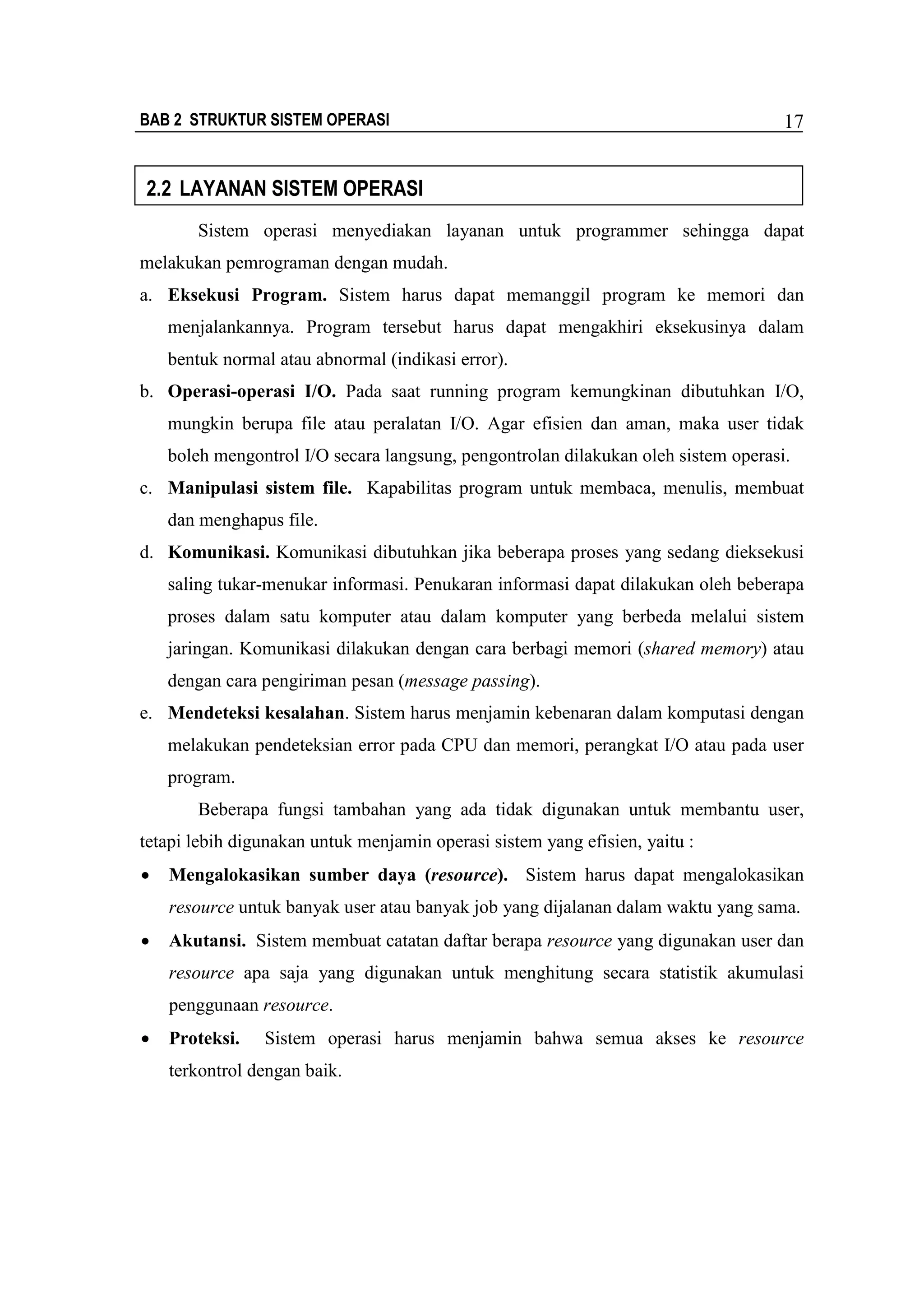 Bab 2 struktur sistem operasi | PDF