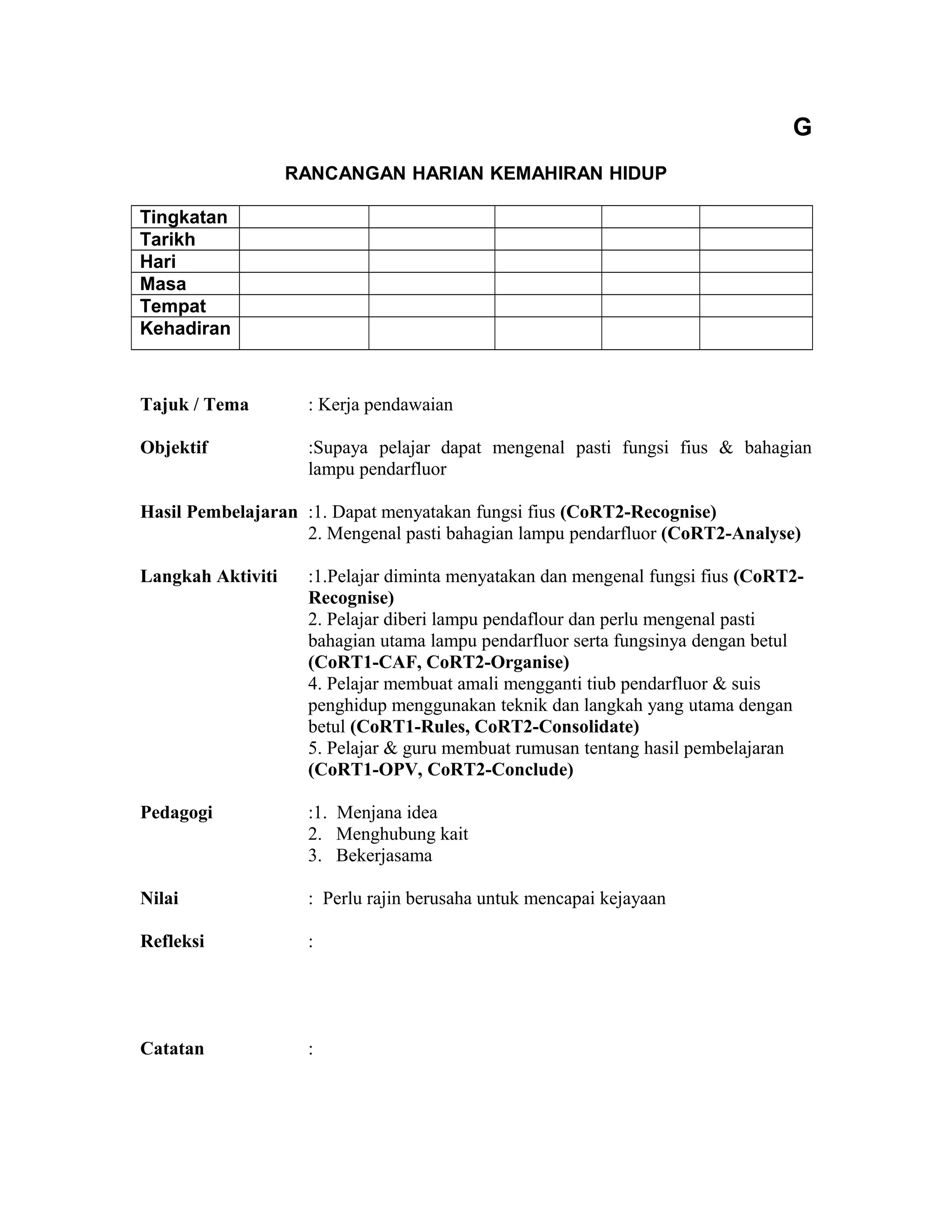 RPH TINGKATAN 1 : Bab3.elektrik teras | DOC