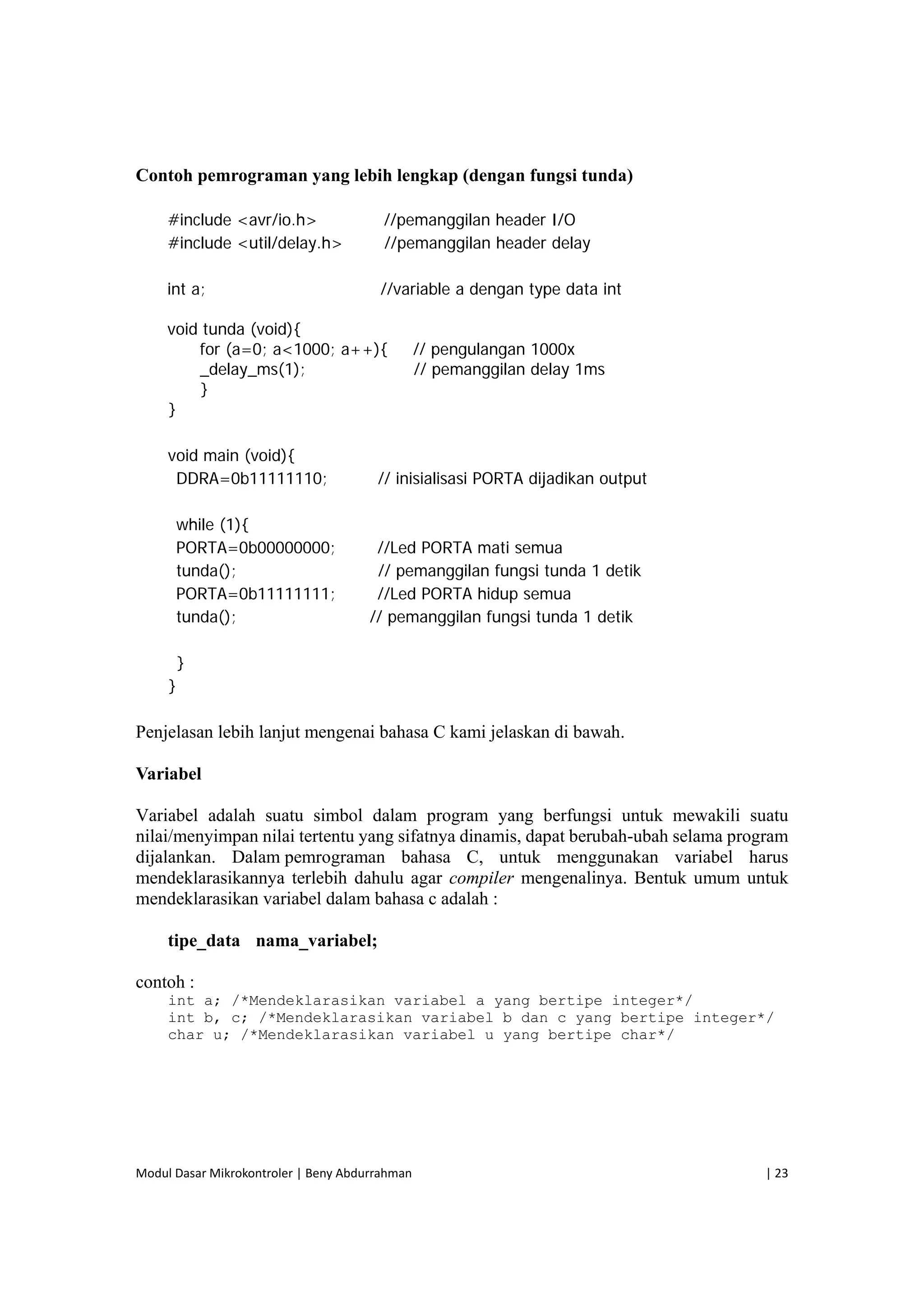 Modul Mikrokontroler - Bab 3. Pemrograman Mikrokontroler | PDF