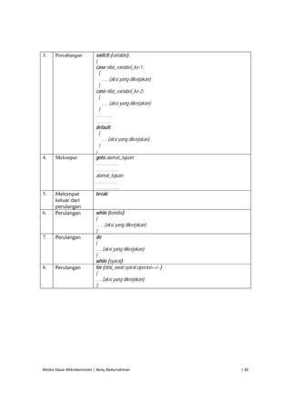 Modul Mikrokontroler - Bab 3. Pemrograman Mikrokontroler | PDF