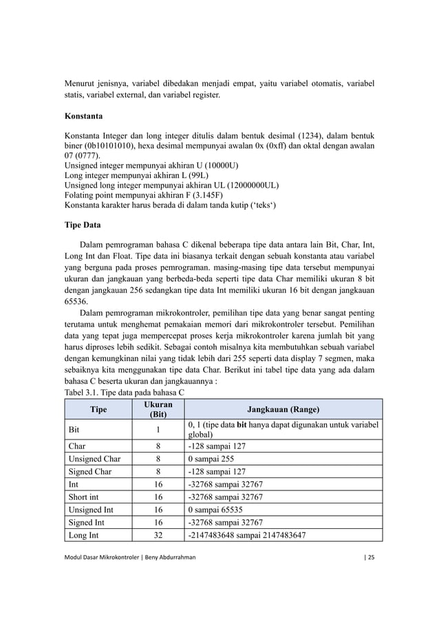 Modul Mikrokontroler - Bab 3. Pemrograman Mikrokontroler | PDF