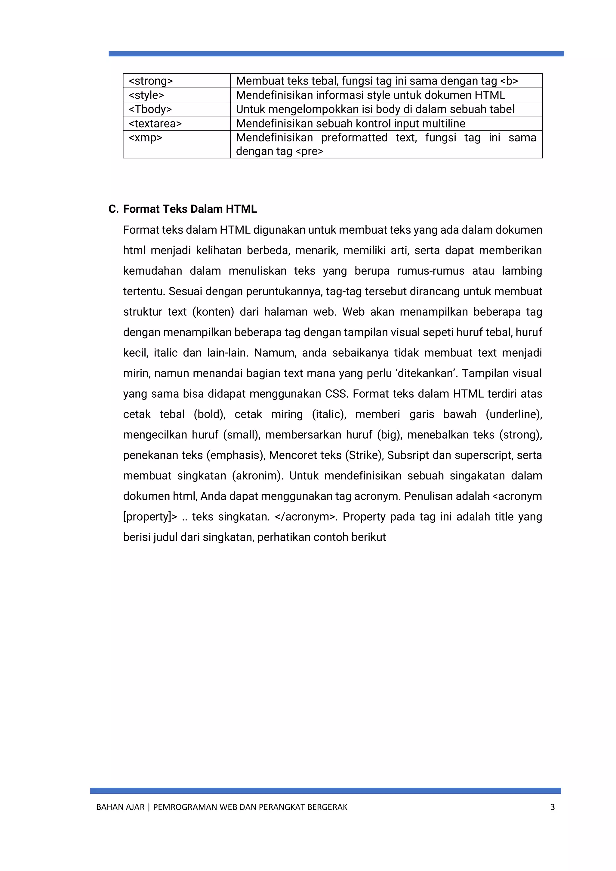 BAB III - FORMAT TEXT DAN HALAMAN WEB | PDF