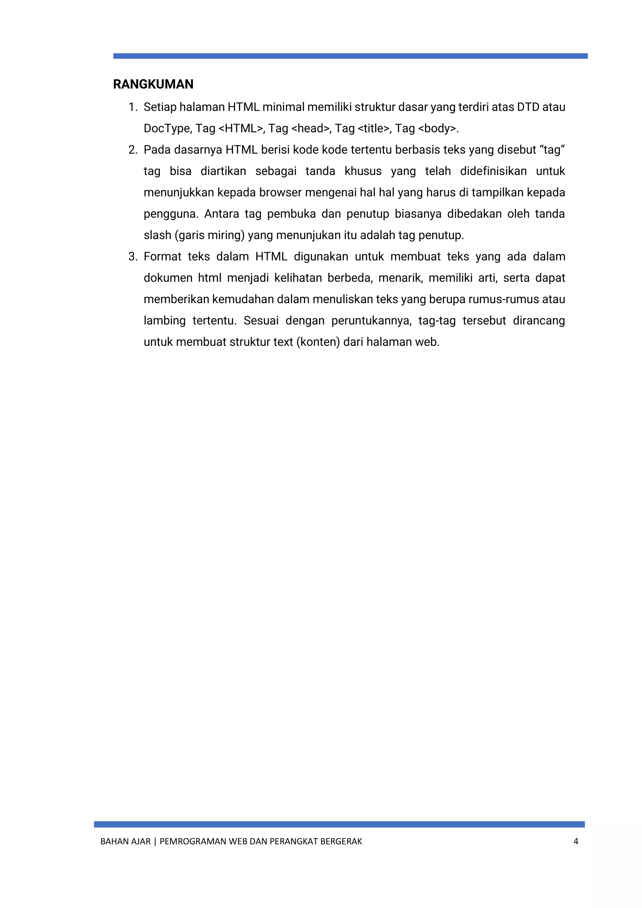 BAB III - FORMAT TEXT DAN HALAMAN WEB | PDF