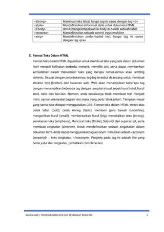 BAB III - FORMAT TEXT DAN HALAMAN WEB | PDF