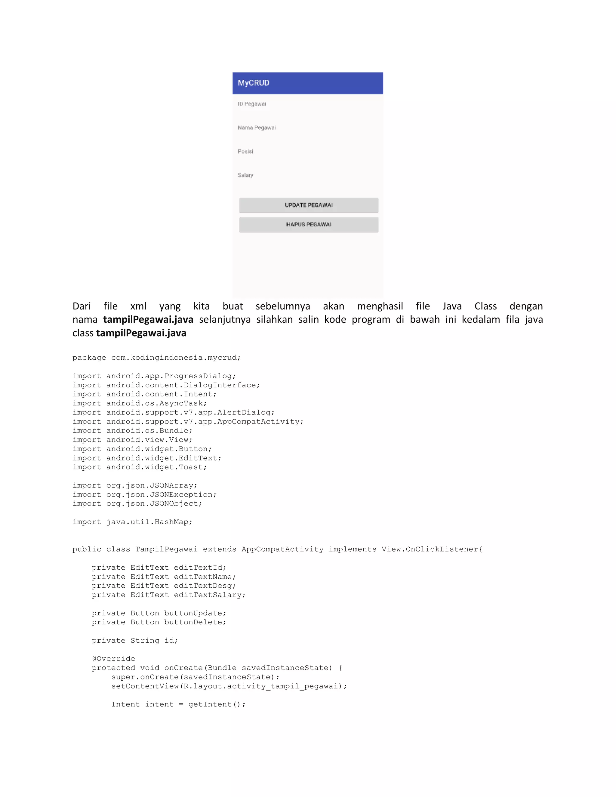 CRUD pada Android Studio menggunakan MySQL | PDF
