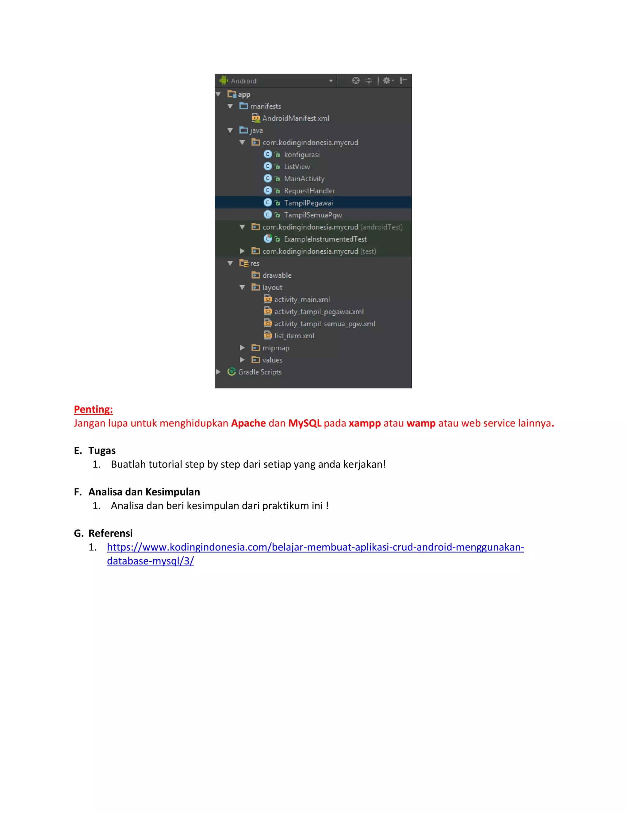 CRUD pada Android Studio menggunakan MySQL | PDF