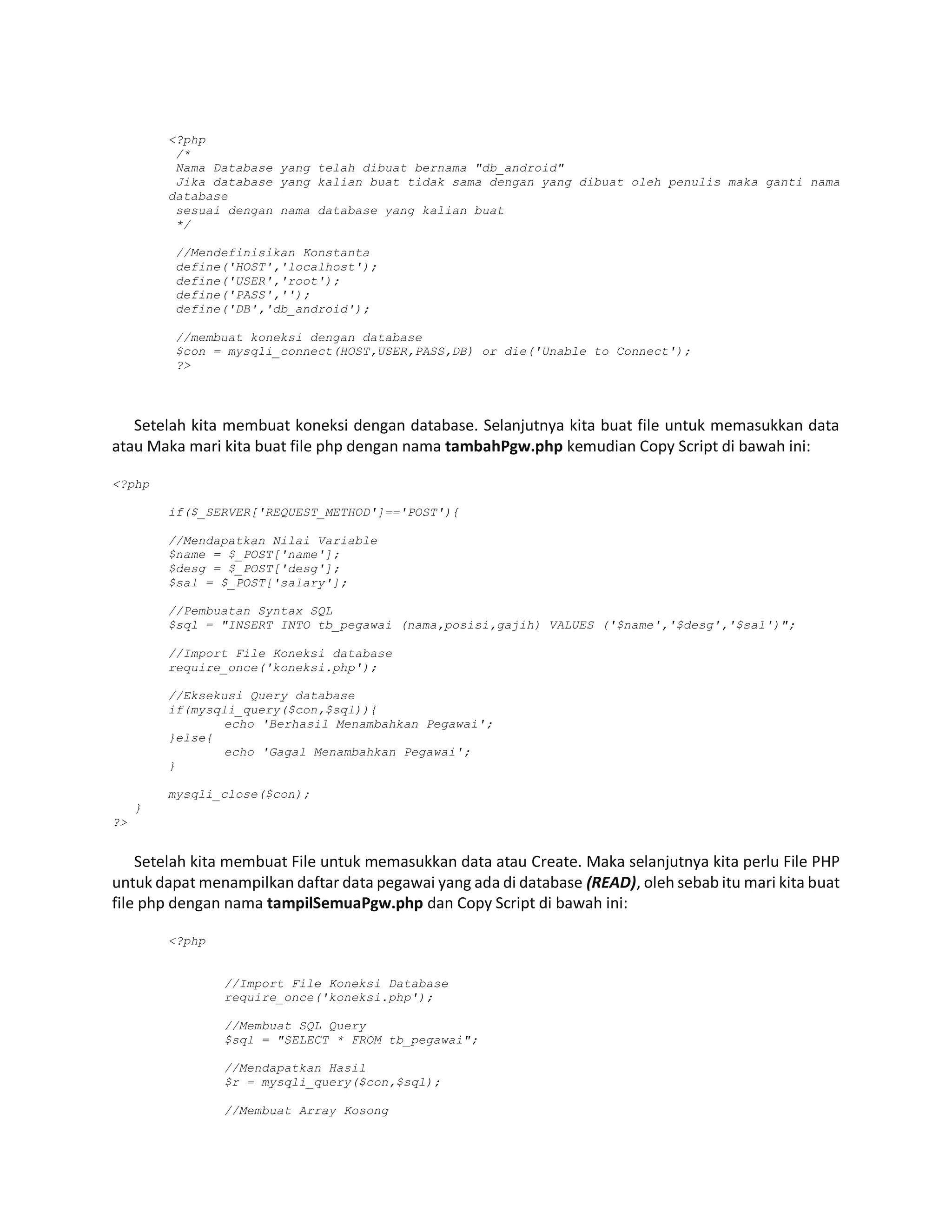 CRUD pada Android Studio menggunakan MySQL | PDF