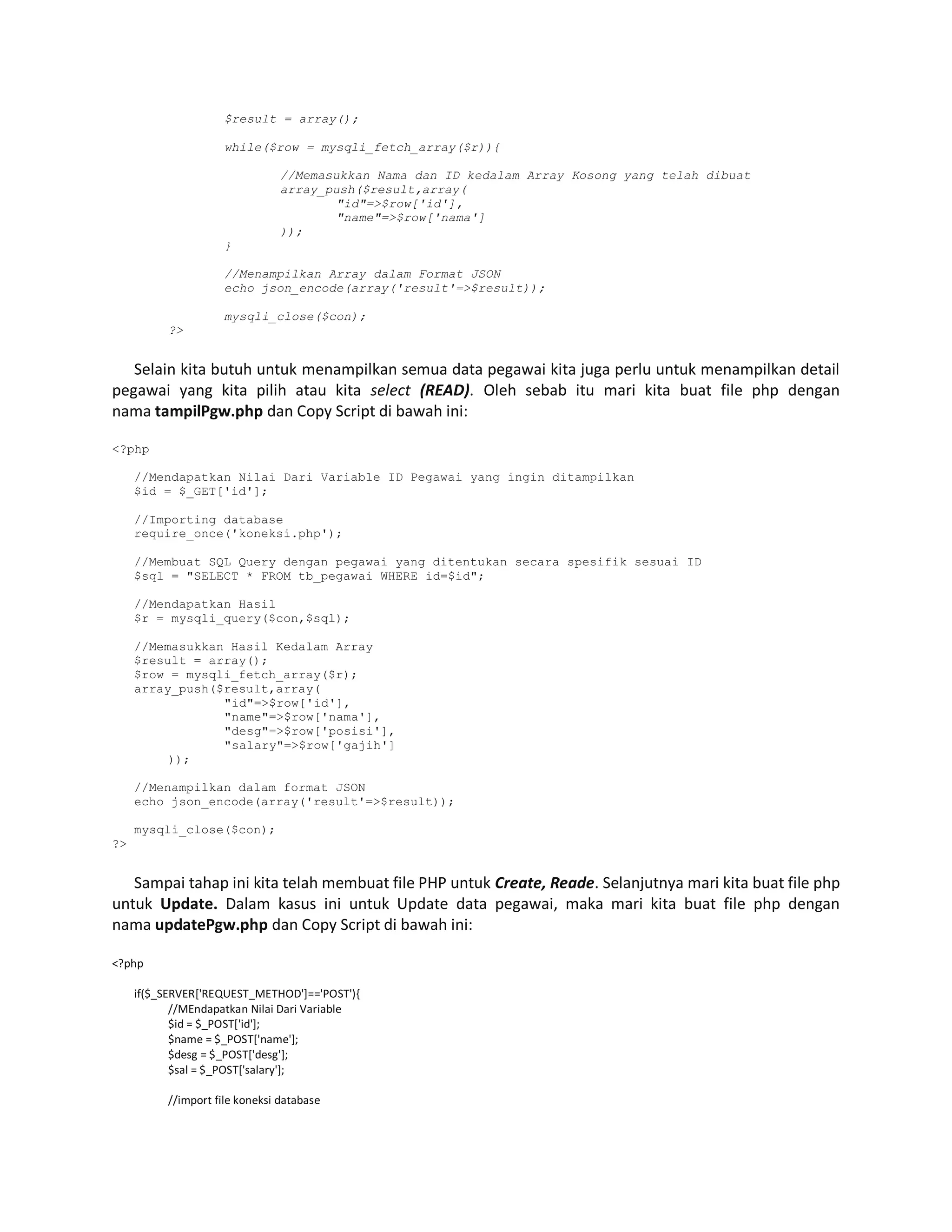 CRUD pada Android Studio menggunakan MySQL | PDF