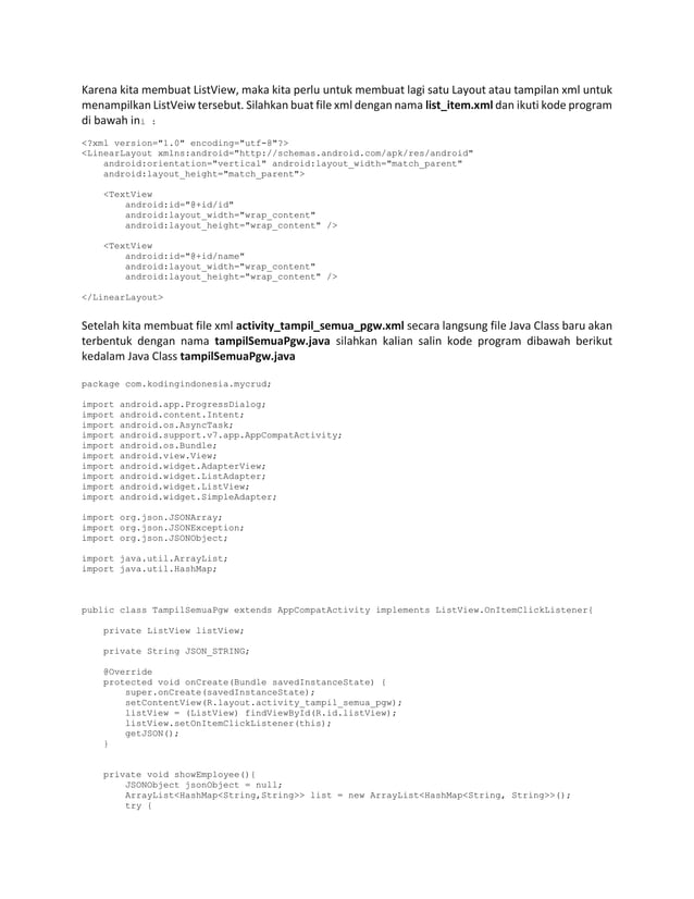 CRUD pada Android Studio menggunakan MySQL | PDF