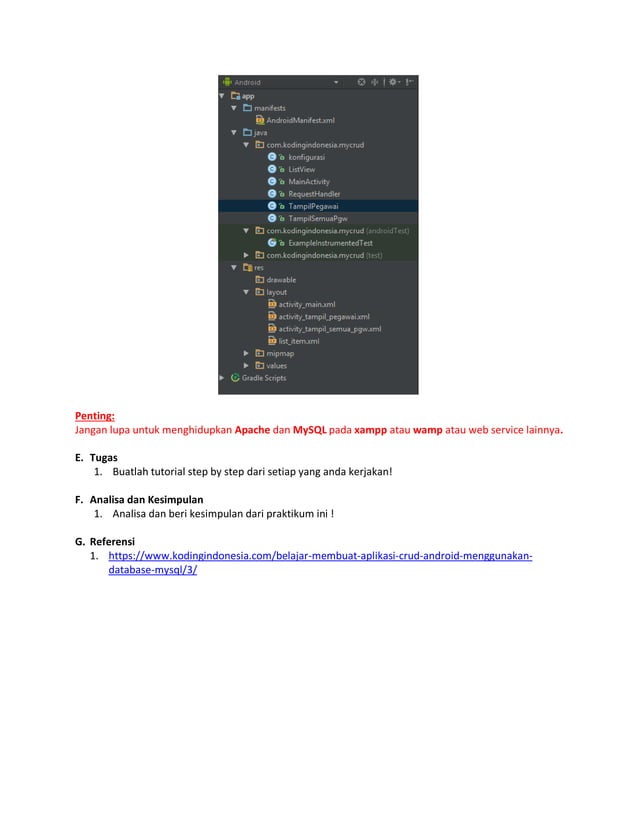 CRUD pada Android Studio menggunakan MySQL | PDF