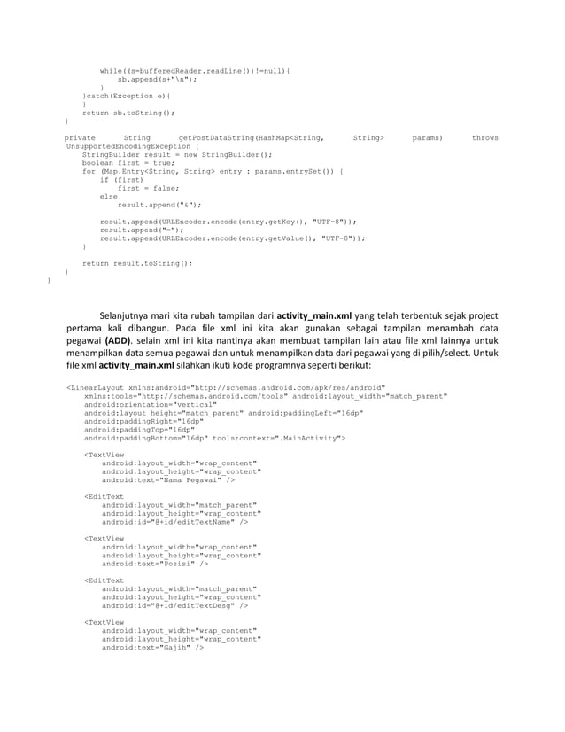 CRUD pada Android Studio menggunakan MySQL | PDF