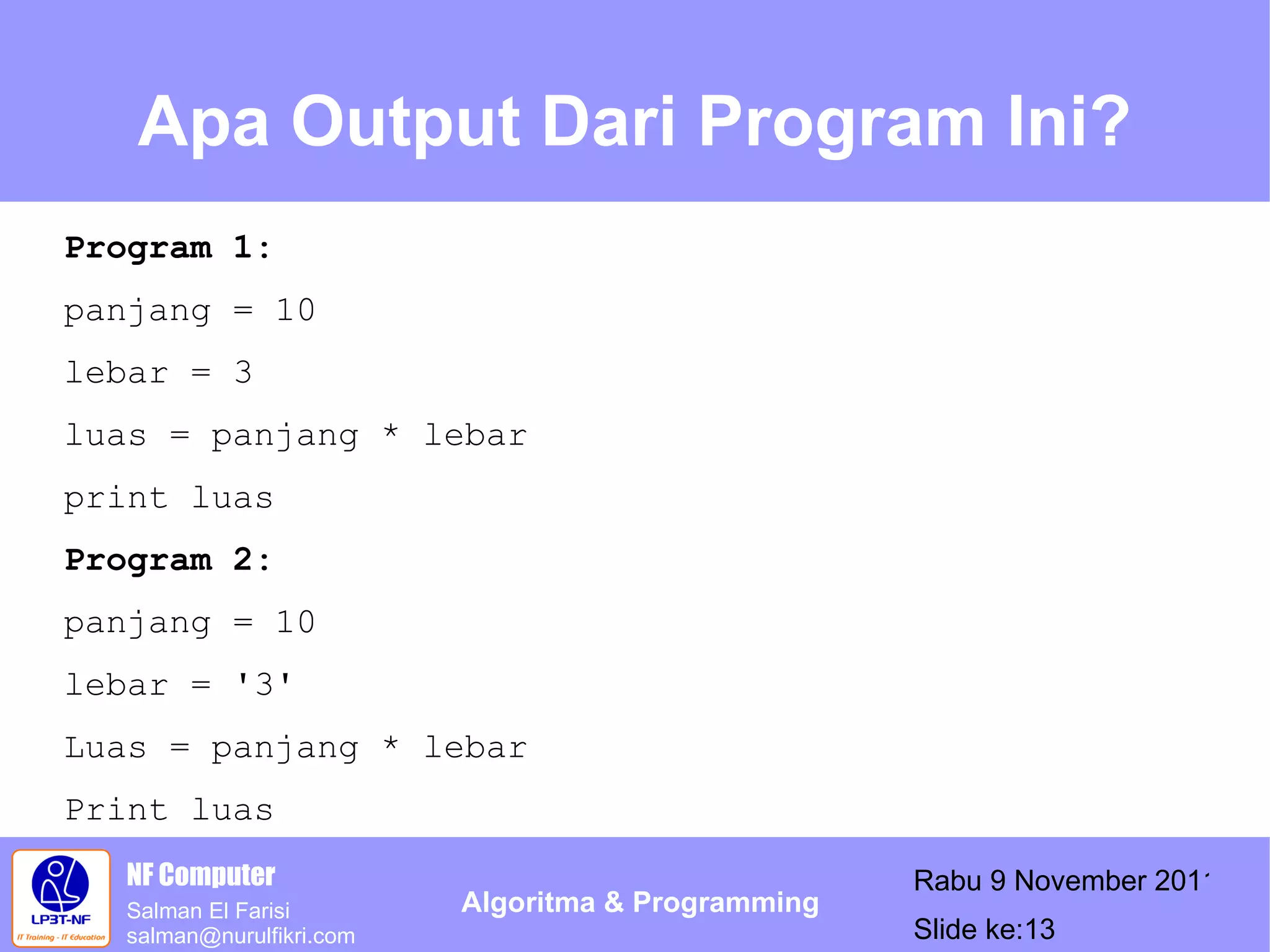 Bab3 tipe-data-control | PPT