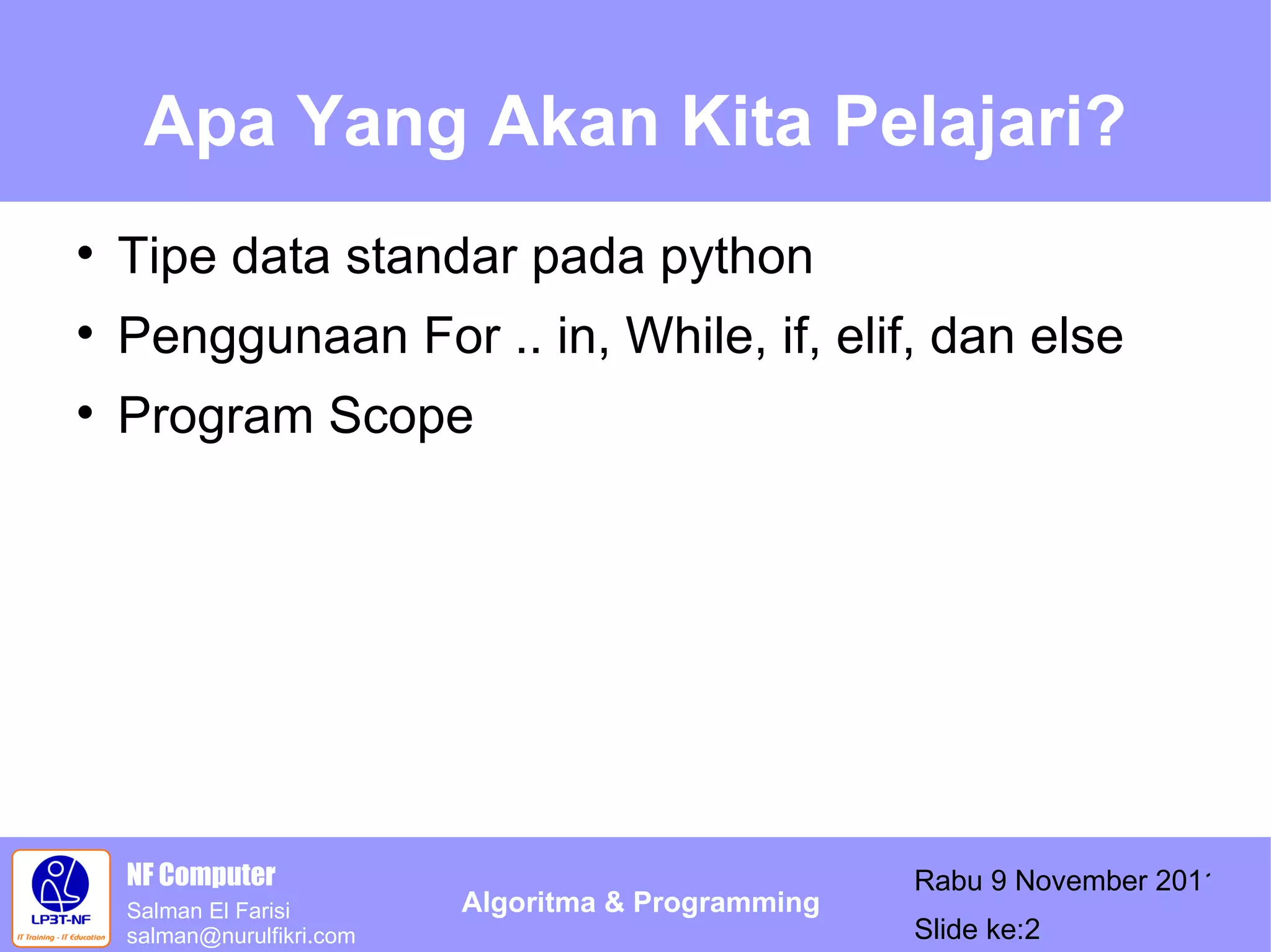 Bab3 tipe-data-control | PPT