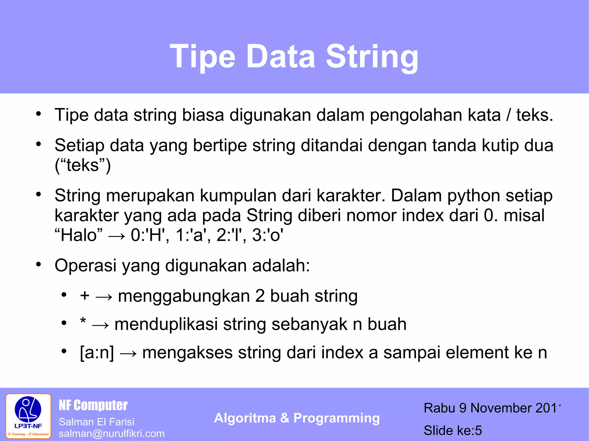 Bab3 tipe-data-control | PPT