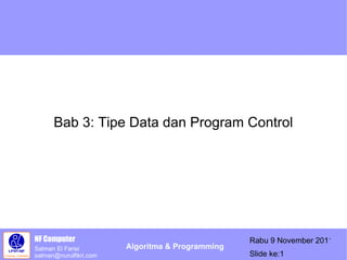 Bab3 tipe-data-control | PPT