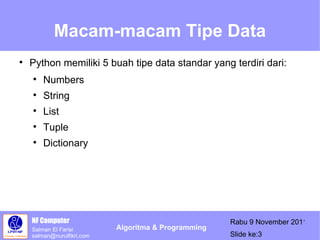 Bab3 tipe-data-control | PPT