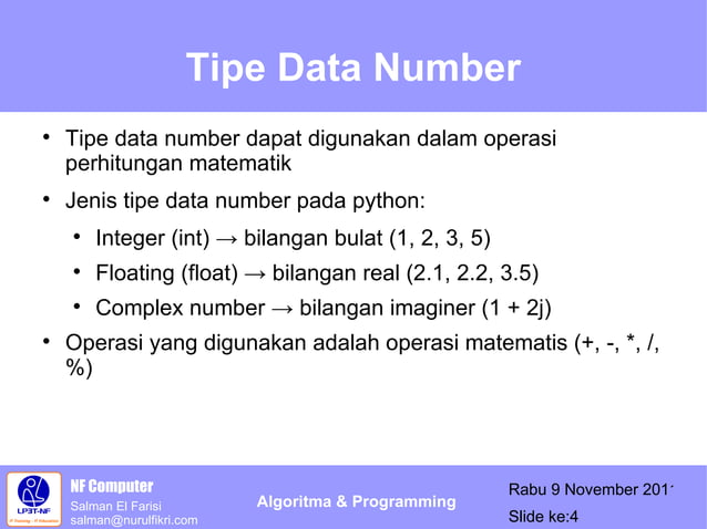 Bab3 tipe-data-control | PPT