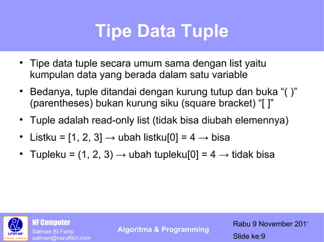 Bab3 tipe-data-control | PPT