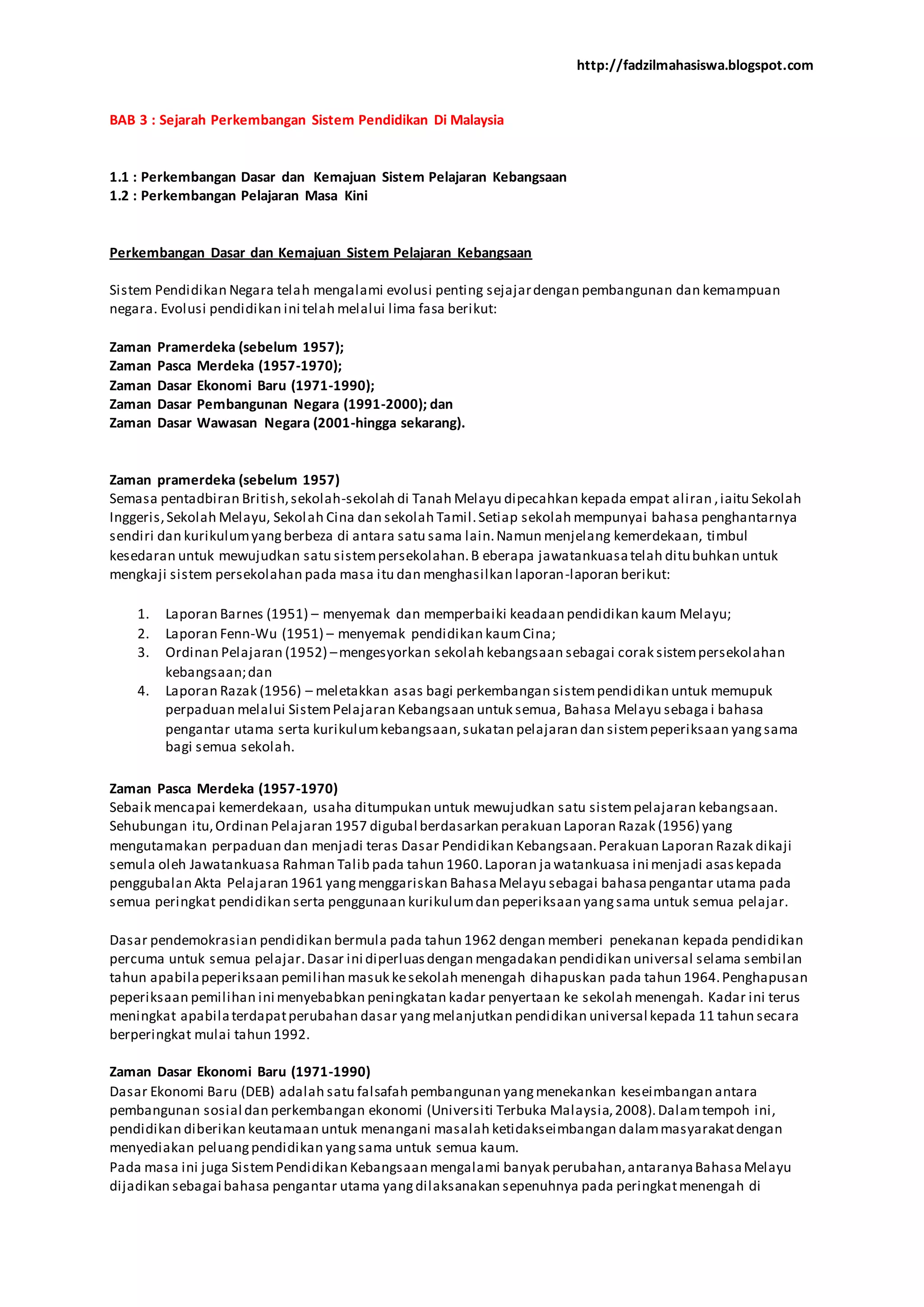 nota SPP Bab 3 | DOC