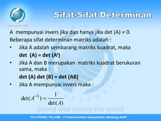 Bab 3(2) determinan dan i nvers matriks | PPTX
