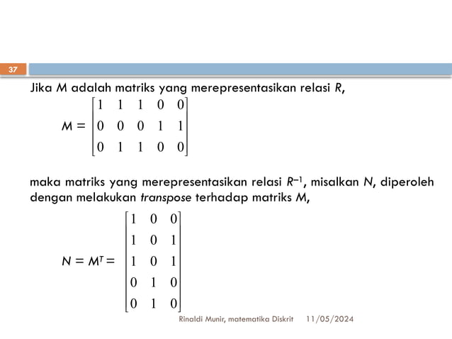 bab 3,4-MATRIKS DAN RELASI menggunakan ppt | PPTX