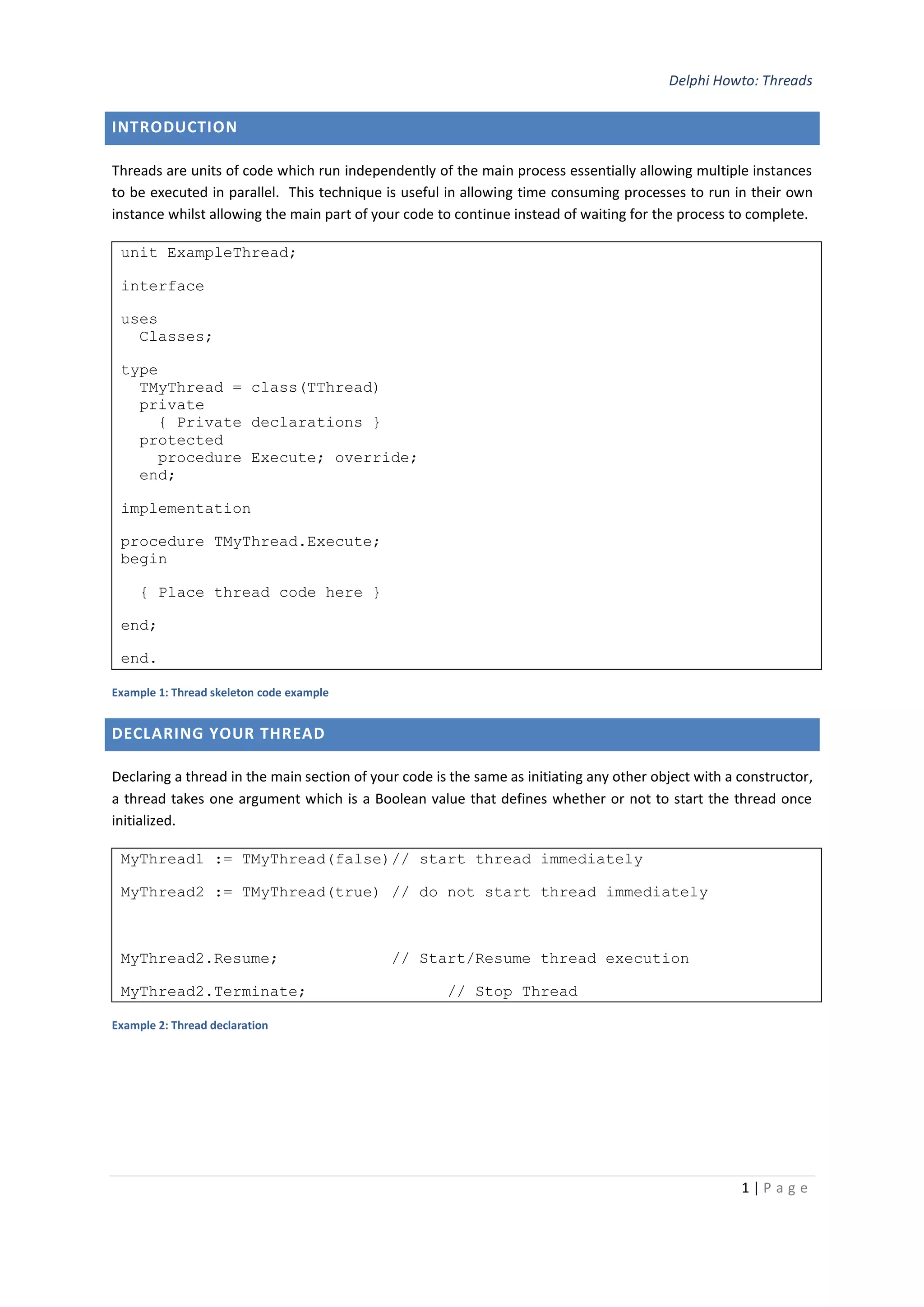 Delphi - Howto Threads | PDF