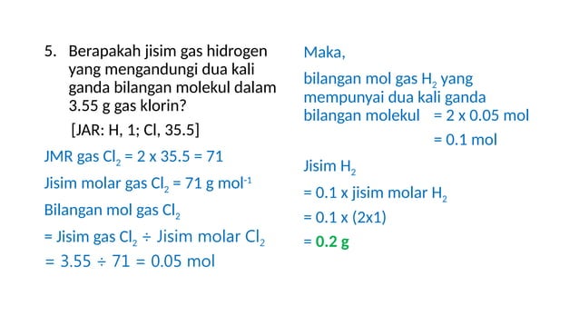 Bab 3 Bilangan mol dan Jisim kimia tingkatan 4 | PPT