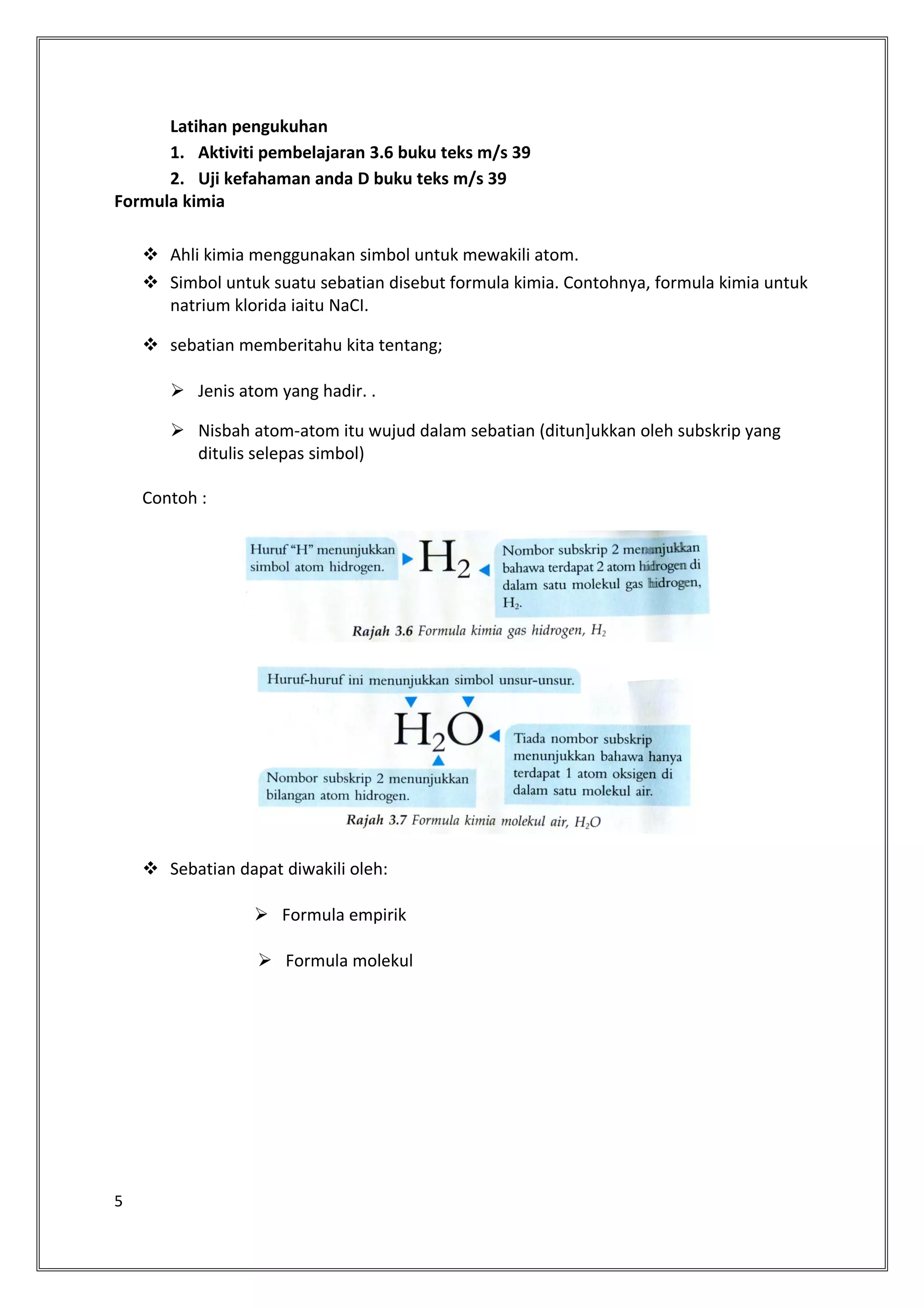 Bab 3 formula dan persamaan kimia tingkatan 4 | DOC