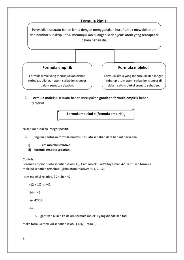 Bab 3 formula dan persamaan kimia tingkatan 4 | DOC