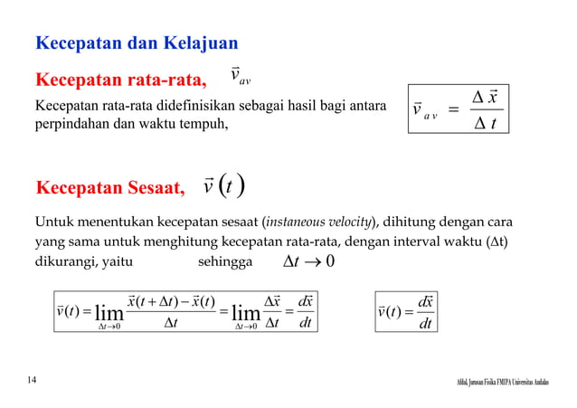 Kinematika pertikel fisika dasar 1 untuk mahasiswa | PDF