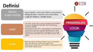 BAB 3 LOGIK DAN KAEDAH BERFIKIR presentation | PPTX