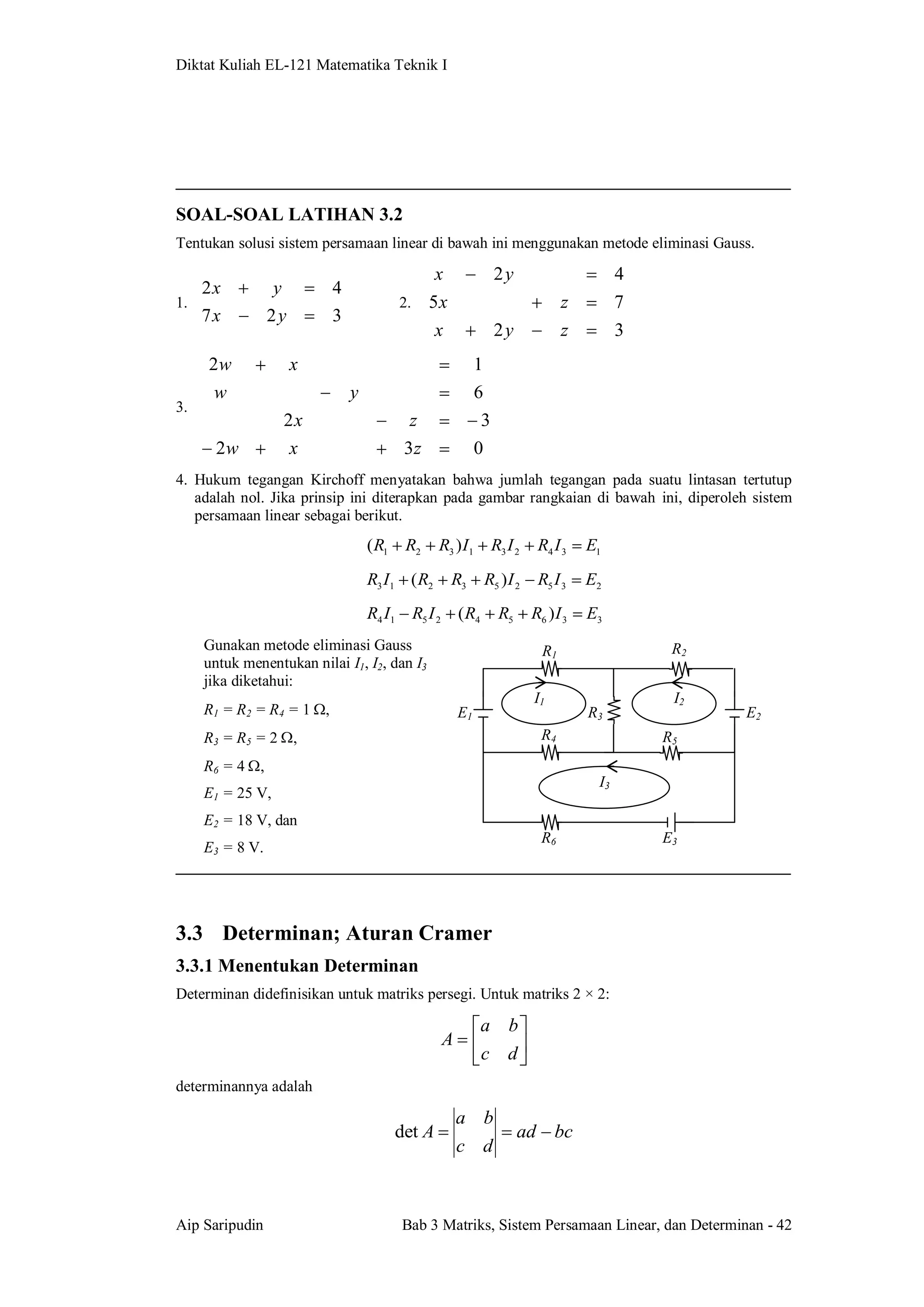Bab 3 matriks,_determinan,_dan_sistem_persamaan_linier | PDF