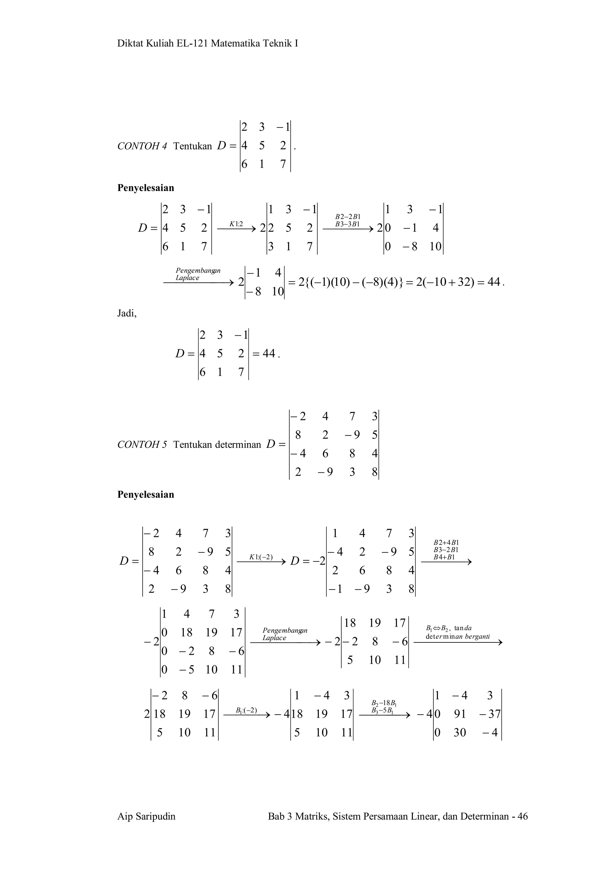 Bab 3 matriks,_determinan,_dan_sistem_persamaan_linier | PDF