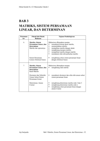 Bab 3 matriks,_determinan,_dan_sistem_persamaan_linier | PDF