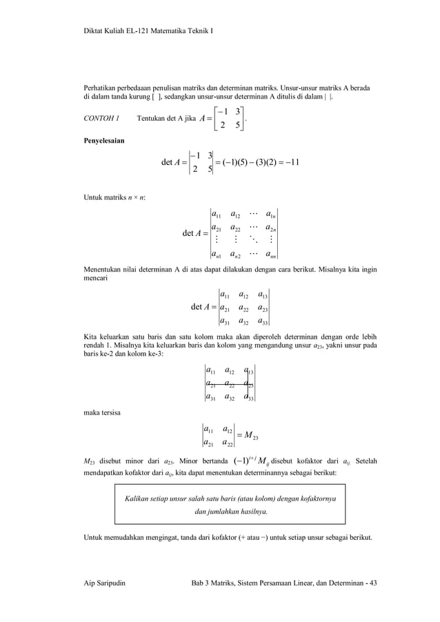 Bab 3 matriks,_determinan,_dan_sistem_persamaan_linier | PDF