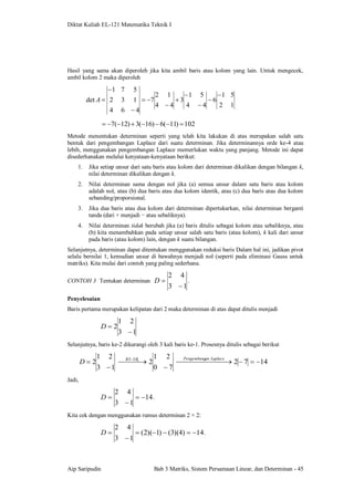 Bab 3 matriks,_determinan,_dan_sistem_persamaan_linier | PDF