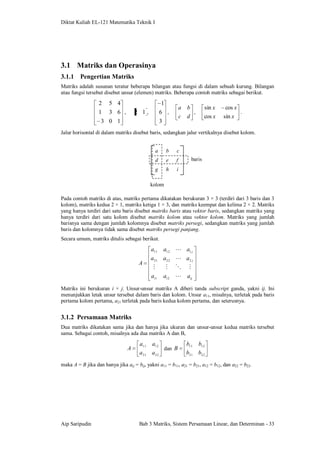 Bab 3 matriks,_determinan,_dan_sistem_persamaan_linier | PDF