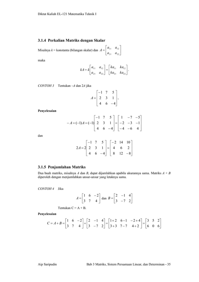 Bab 3 matriks,_determinan,_dan_sistem_persamaan_linier | PDF