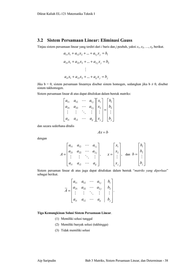 Bab 3 matriks,_determinan,_dan_sistem_persamaan_linier | PDF