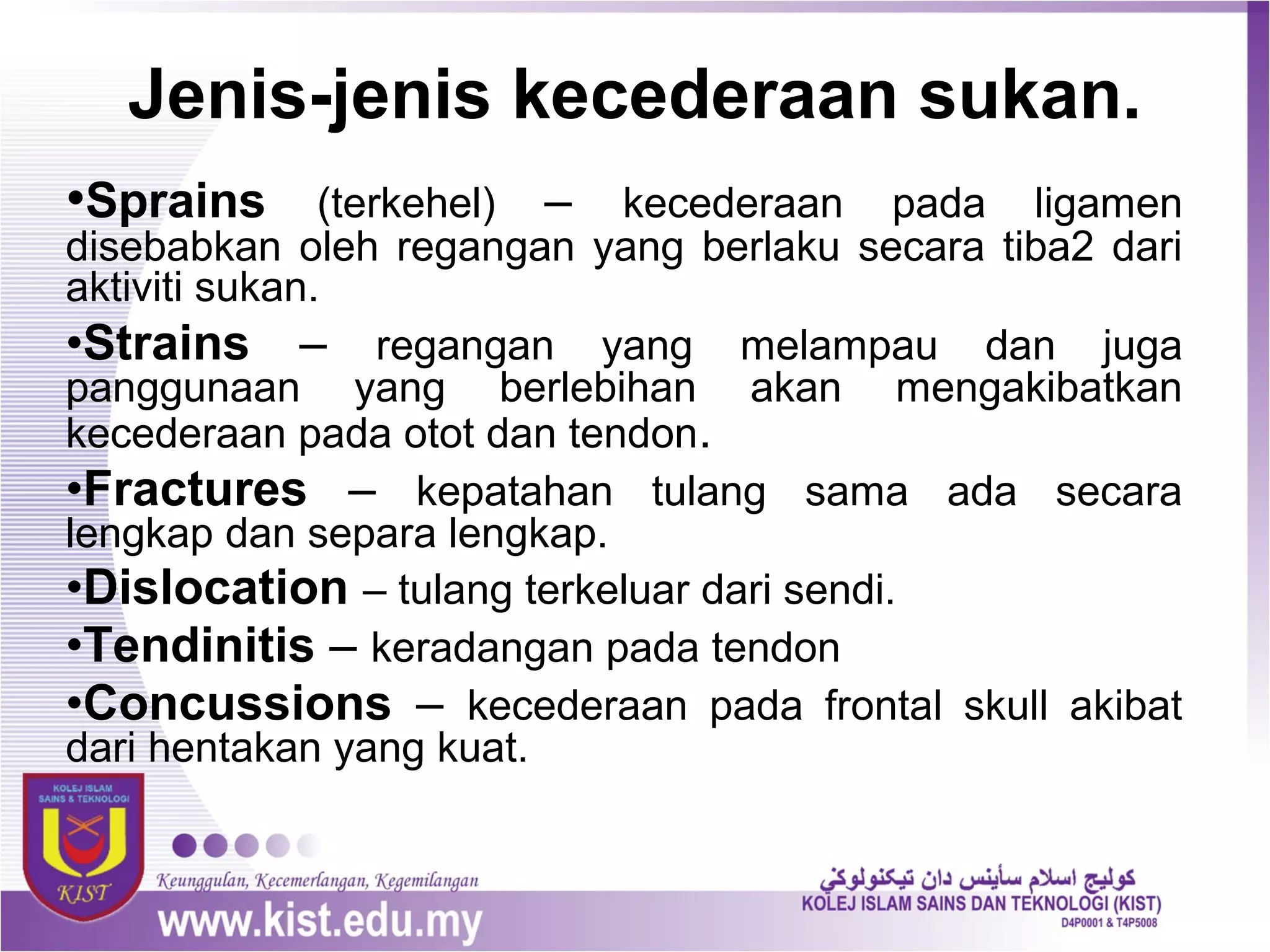 Bab 3 penilaian kecerderaan sukan | PPT