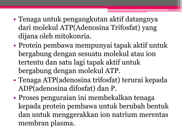 Bab 3 pergerakan bahan2 merentasi membran plasma | PPTX