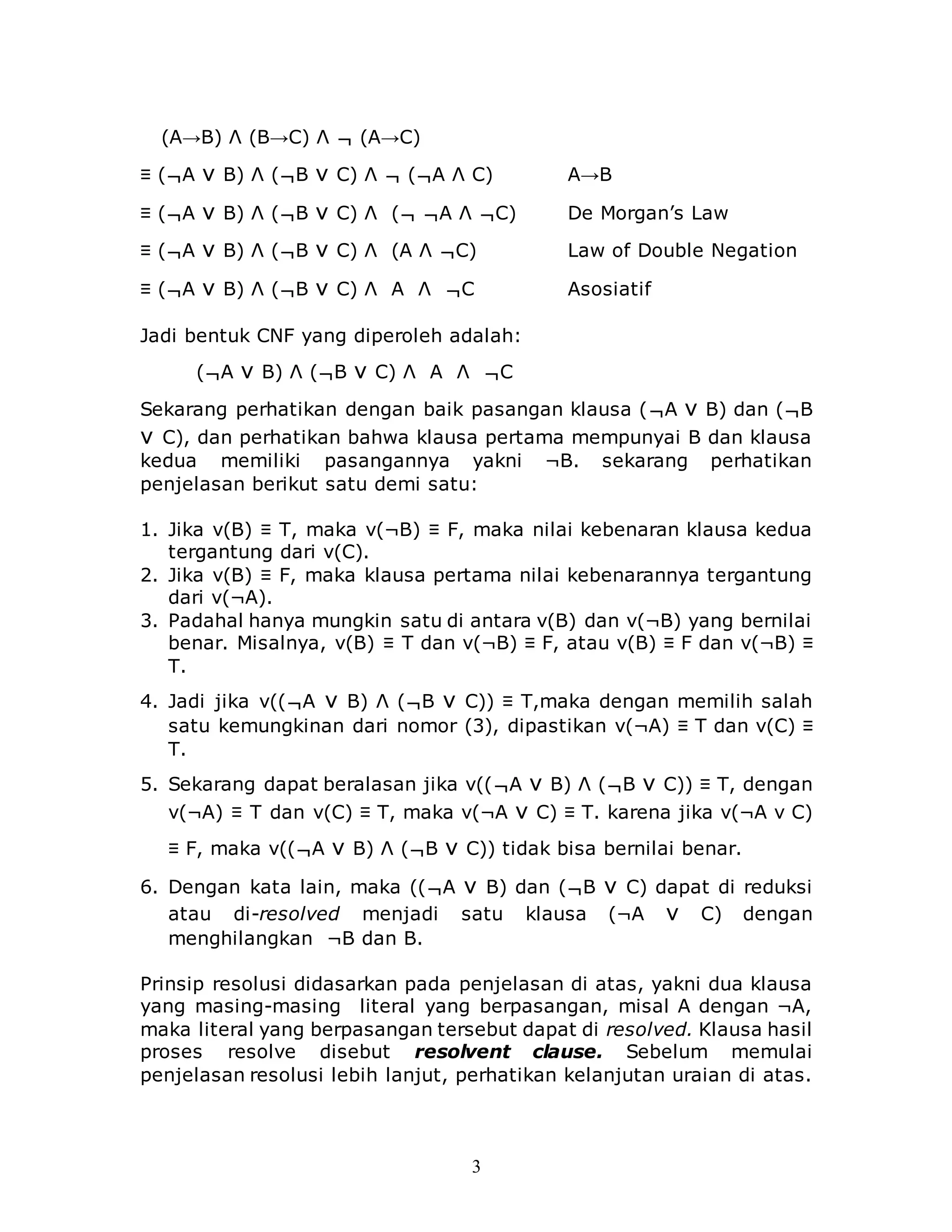 Bab 3 resolusi logika ta 2019 | DOC
