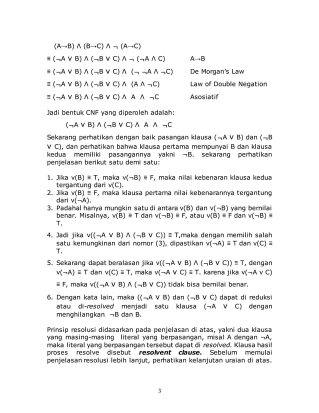 Bab 3 resolusi logika ta 2019 | DOC