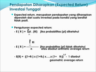 Bab 3 risk and return | PPT